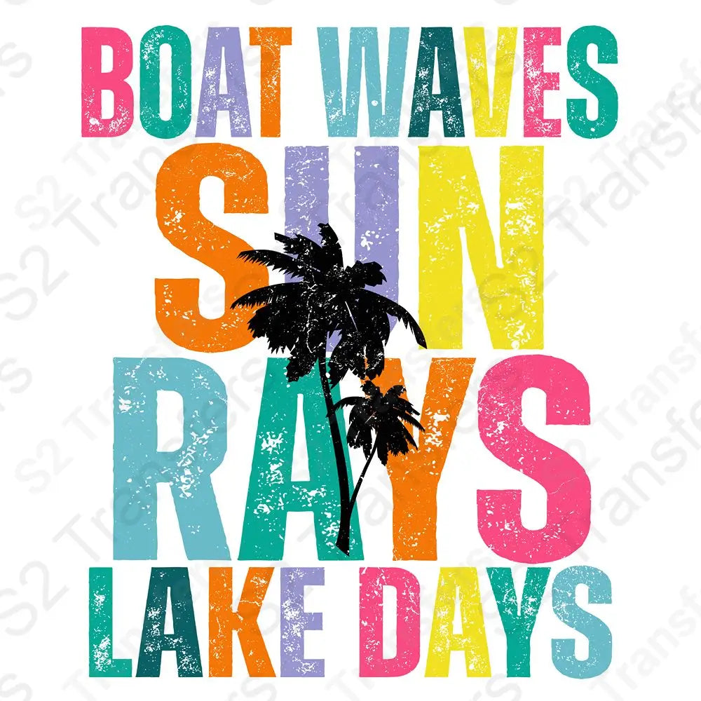Boat Waves Sun Rays Lake Day - DTF Transfer – S2 Transfers