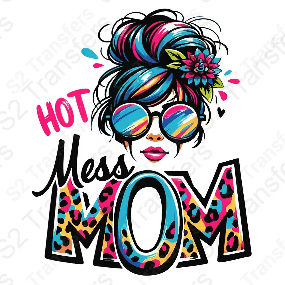 Colorful Hot Mess Mom - DTF Transfer – S2 Transfers