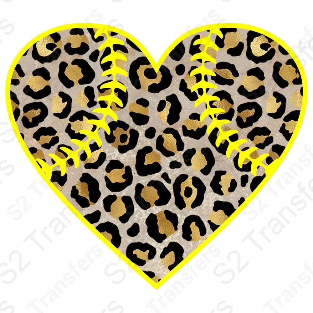 Leopard Print Softball Heart - DTF Transfer – S2 Transfers