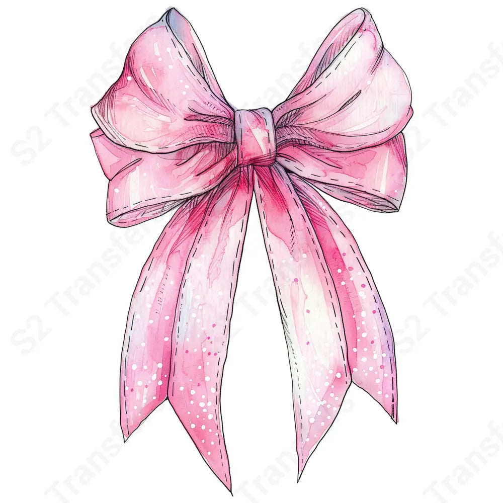 Pink Watercolor Bow - DTF Transfer – S2 Transfers